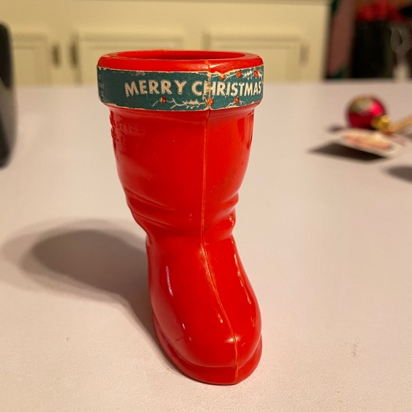Holiday | Vintage Holiday Small Red Rosbo Hard Plastic Santa Boot ...